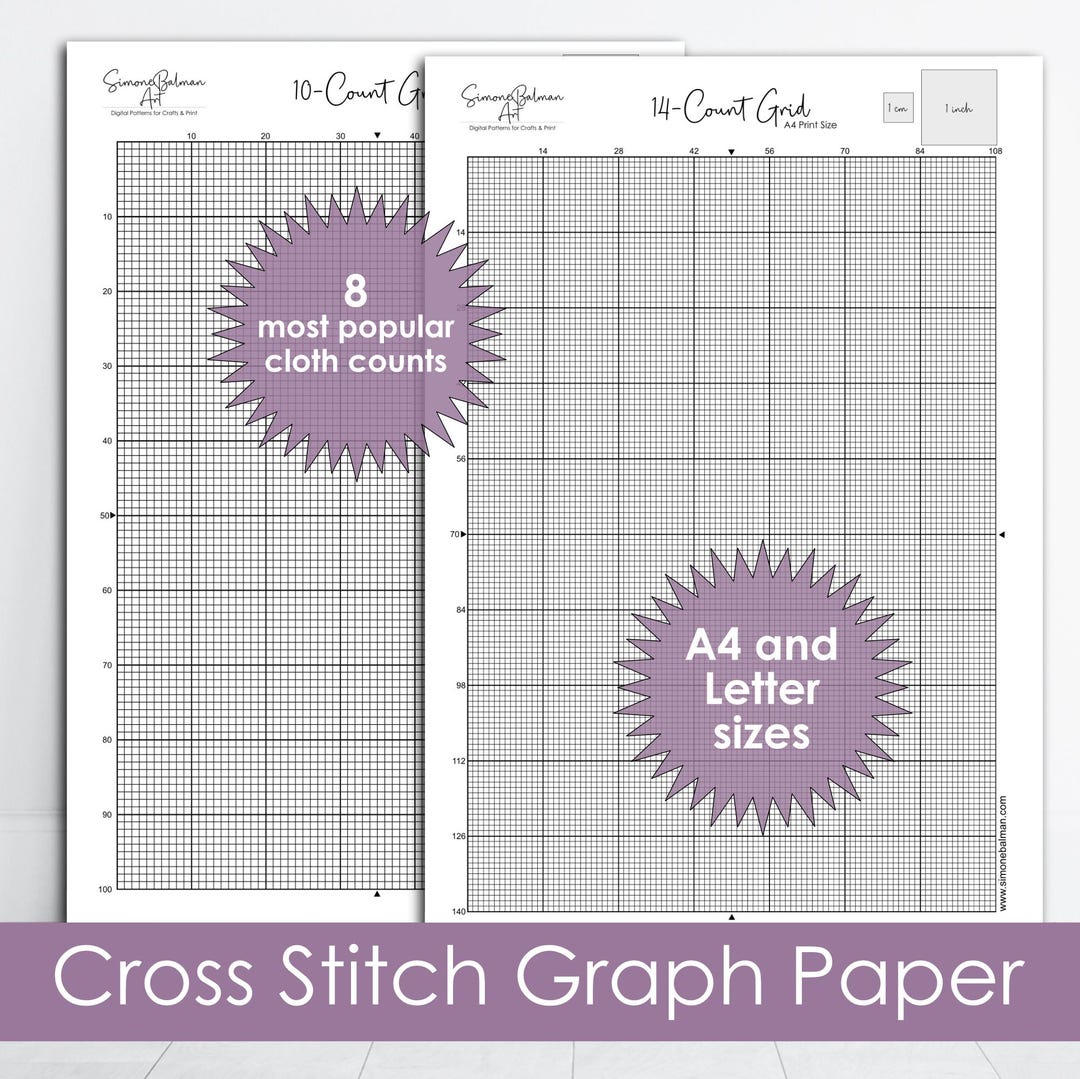 Printable Cross Stitch Graph Paper, Graph Paper for Cross Stitch 10, 11 ...