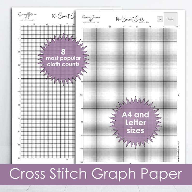 Printable Cross Stitch Graph Paper, Graph Paper for Cross Stitch 10, 11 ...