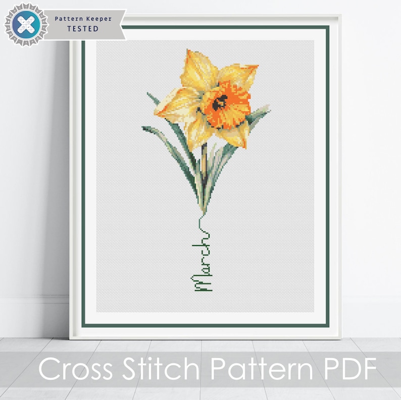 March Birth Month Flower Counted Cross Stitch PDF Pattern, Daffodil ...