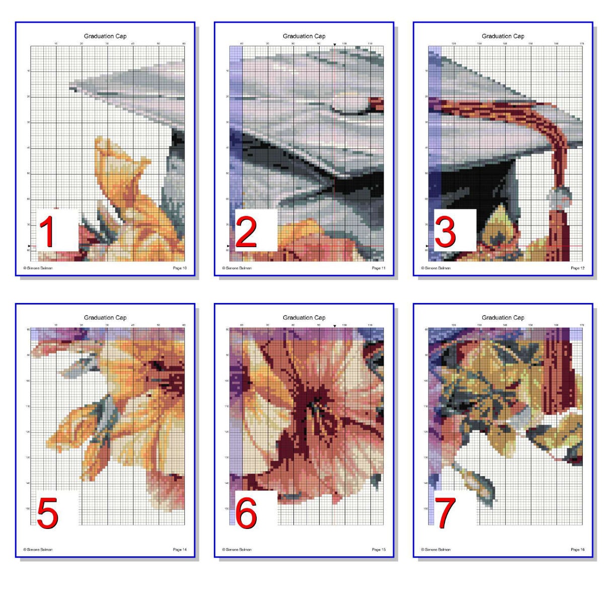 Graduation Cap Cross Stitch Pattern, Floral Graduation Cap Hibiscus ...