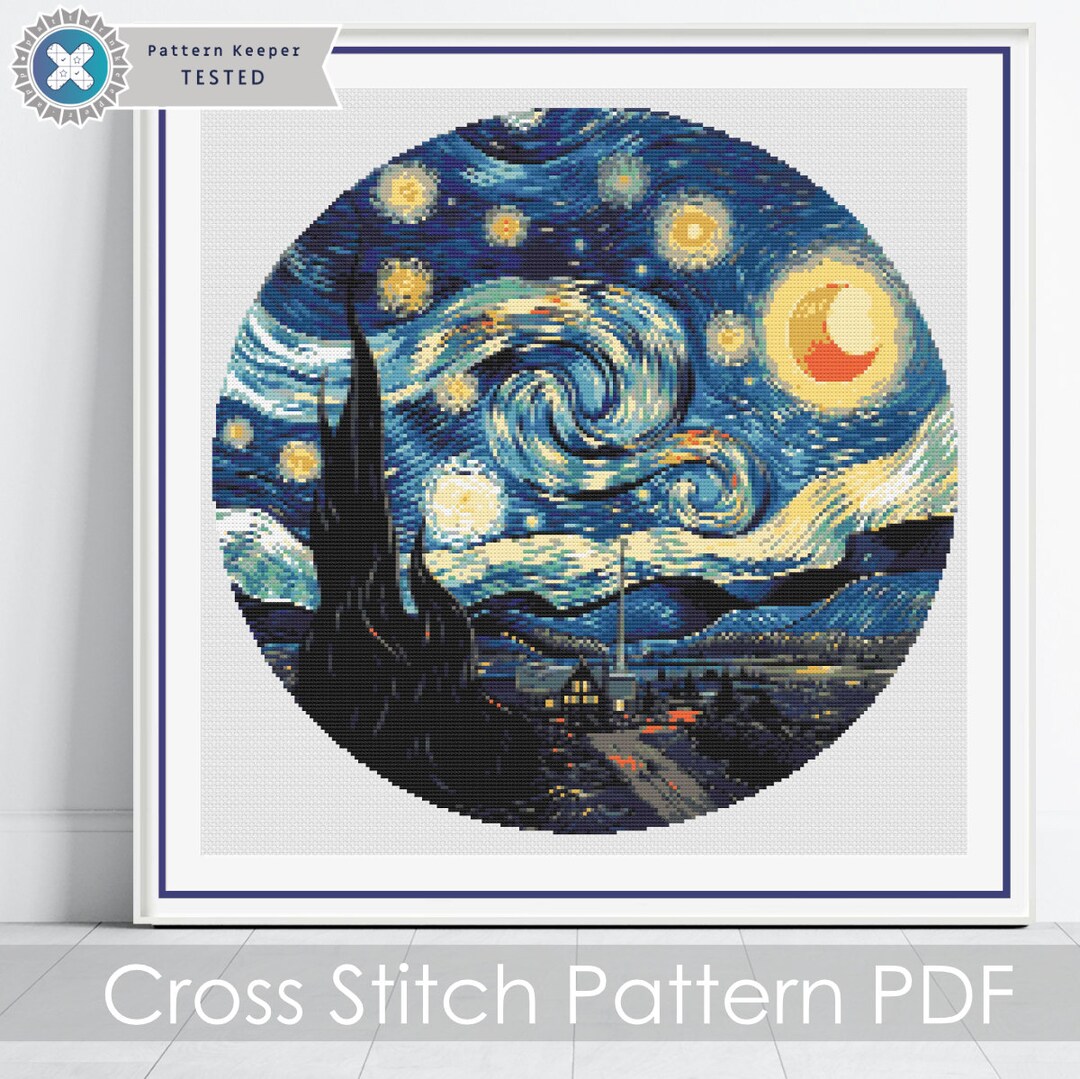 Starry Night Cross Stitch Pattern / Van Gogh Starry Night Digital PDF ...