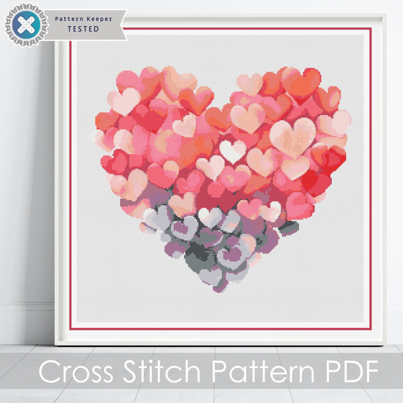 Hearts Heart Counted Cross Stitch PDF Pattern, Valentines Hearts Heart ...