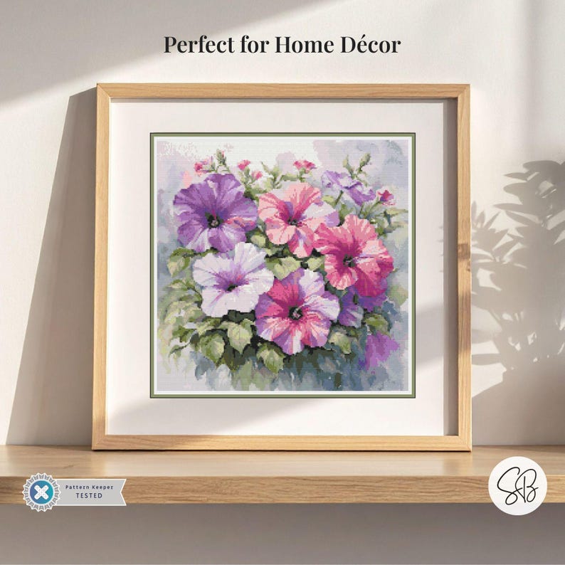 Petunia Flowers Cross Stitch Pattern, Pink and Purple Floral PDF ...