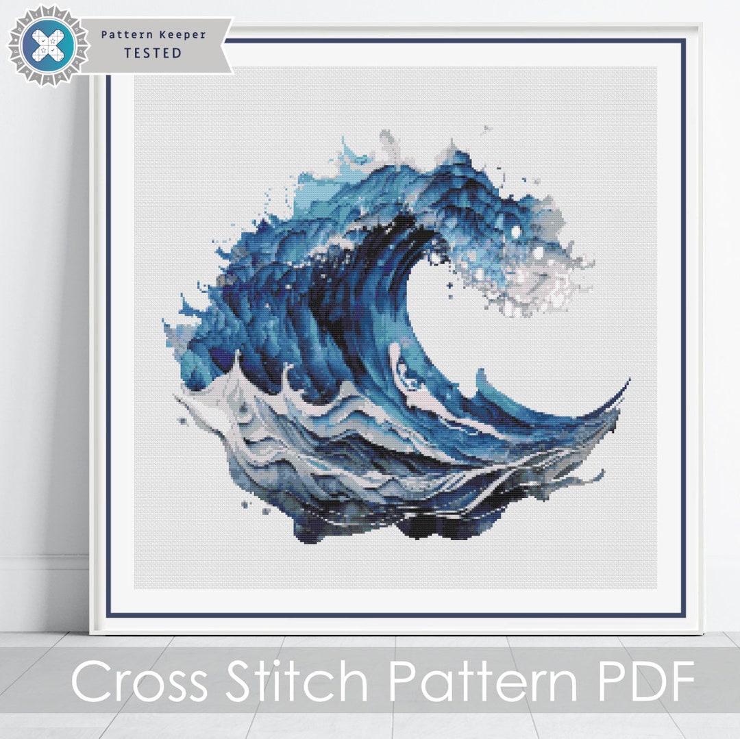 Ocean Wave Cross Stitch Pattern / Breaking Blue Ocean Wave PDF Cross ...