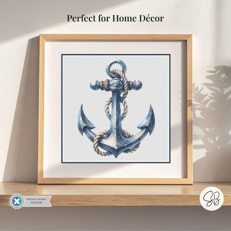 Nautical Anchor Cross Stitch Pattern, Maritime Ocean Decor, Coastal ...