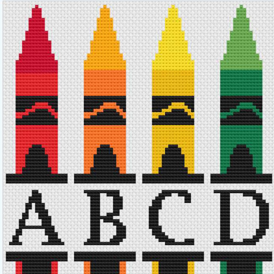 Crayon Alphabet Cross Stitch Chart / Digital PDF Pattern Download ...