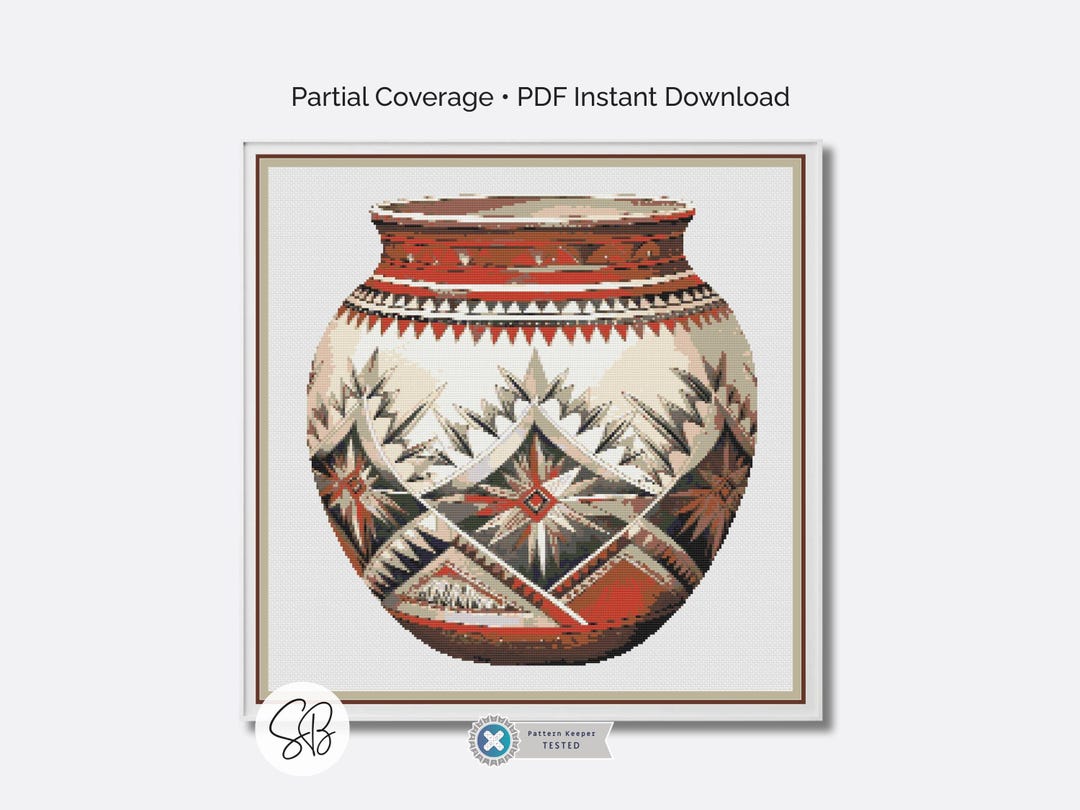 Native American Pot Cross Stitch Pattern, Traditional Tribal Art ...
