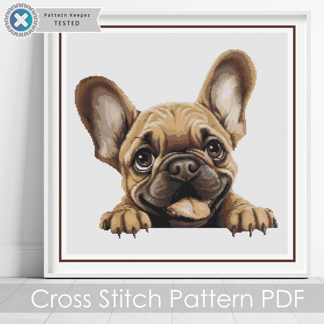 French Bulldog Cross Stitch Pattern / Peeking Frenchie Dog PDF Cross ...