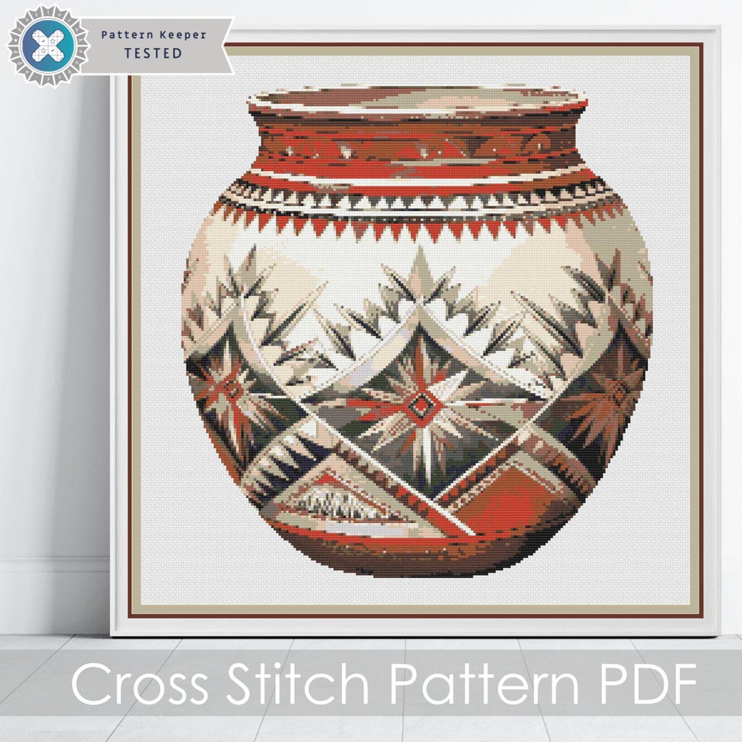 Native American Pot Cross Stitch Pattern, Tribal Art Design Cross ...