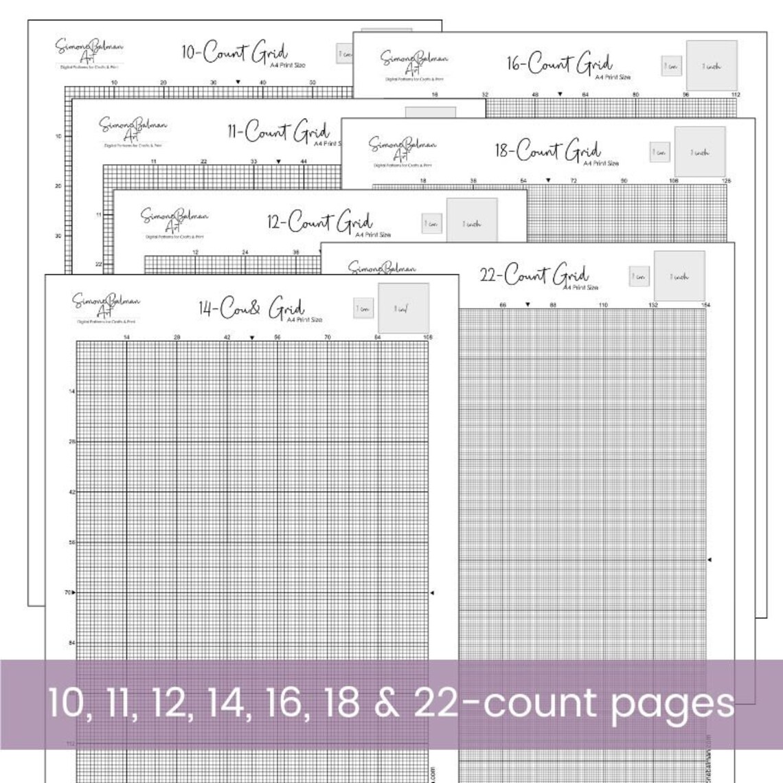 Printable Cross Stitch Graph Paper, Graph Paper for Cross Stitch 10, 11 ...
