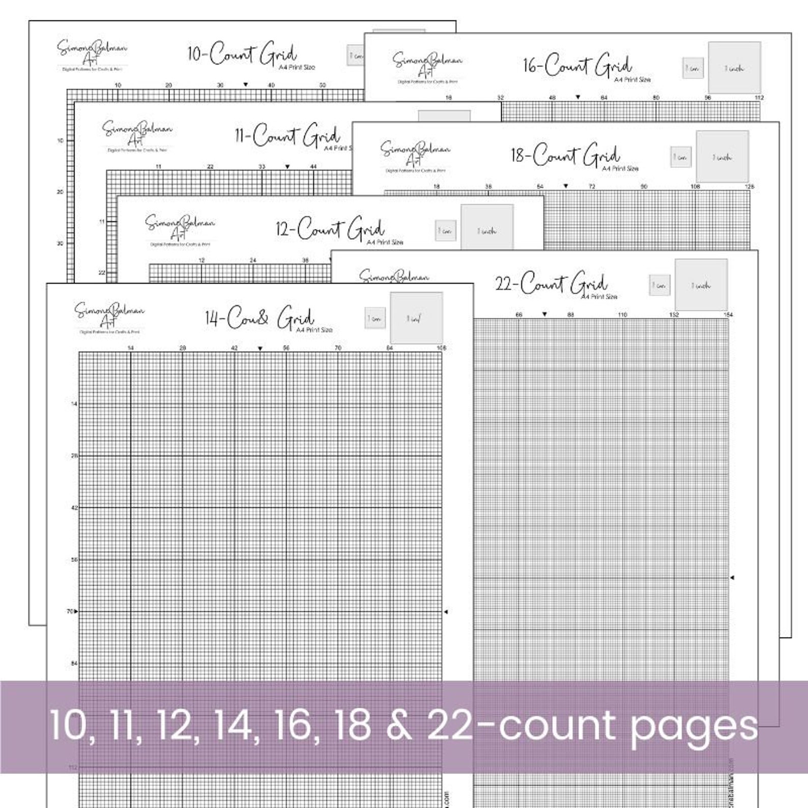 Printable Cross Stitch Graph Paper, Graph Paper for Cross Stitch 10, 11 ...