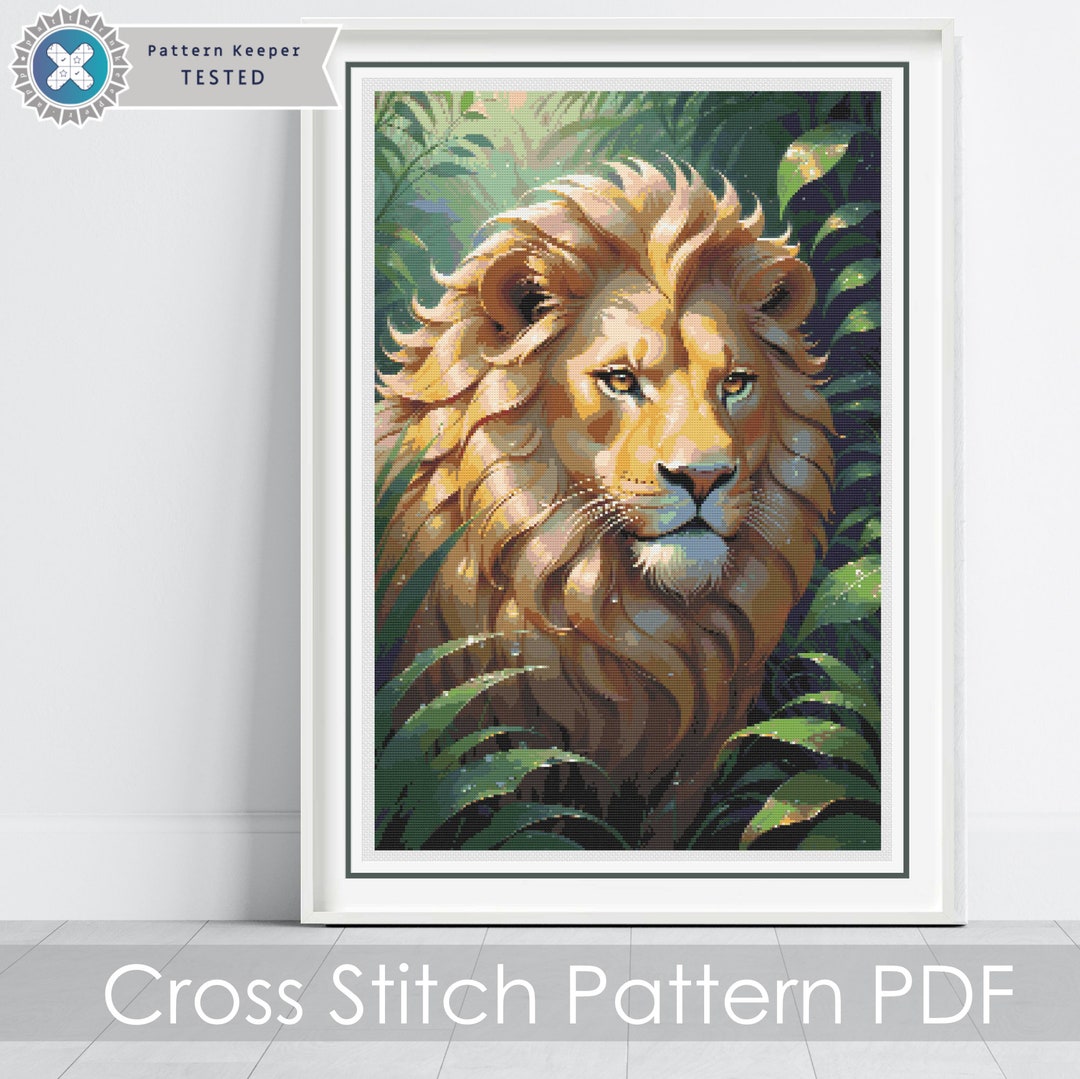 Lion Cross Stitch Pattern / Full Coverage Wild Animals PDF Cross Stitch ...