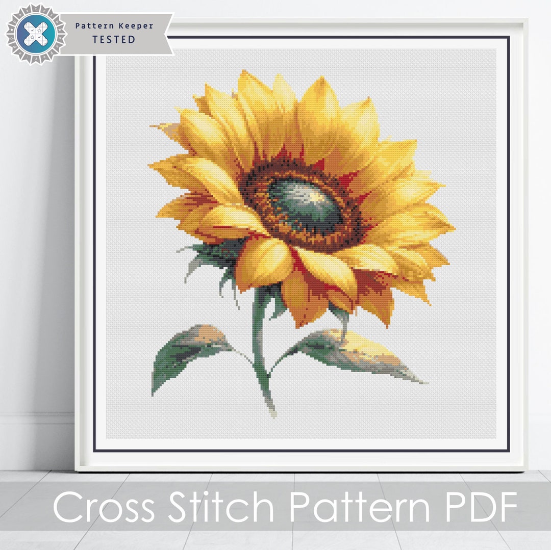 Sunflower Counted Cross Stitch PDF Pattern, Large Floral Sunflowers ...