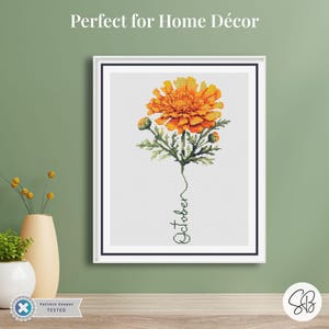 October Birth Month Flower Cross Stitch Pattern, Marigold Embroidery ...