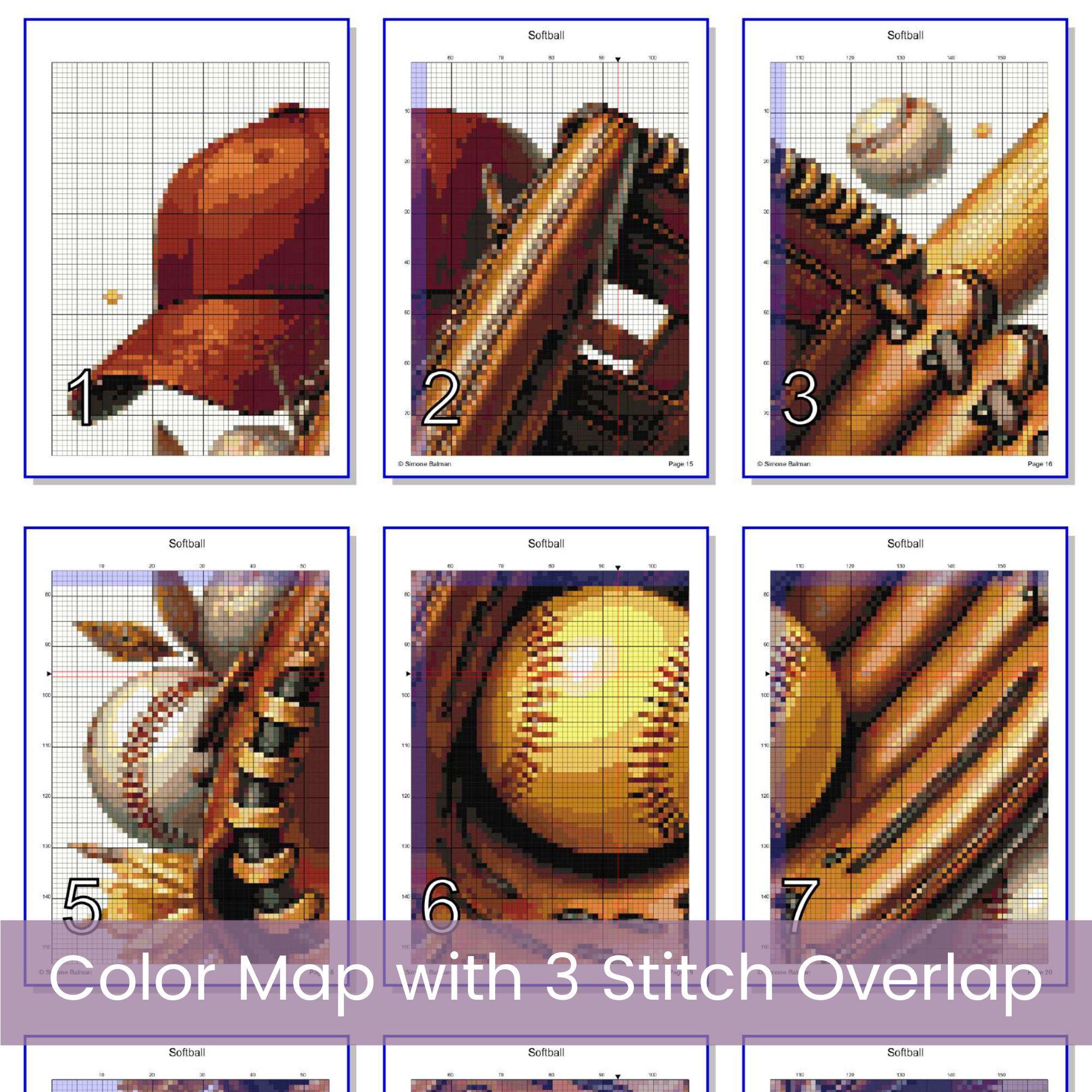 Softball Collage Cross Stitch Pattern, Sports Craft Design, Handmade ...