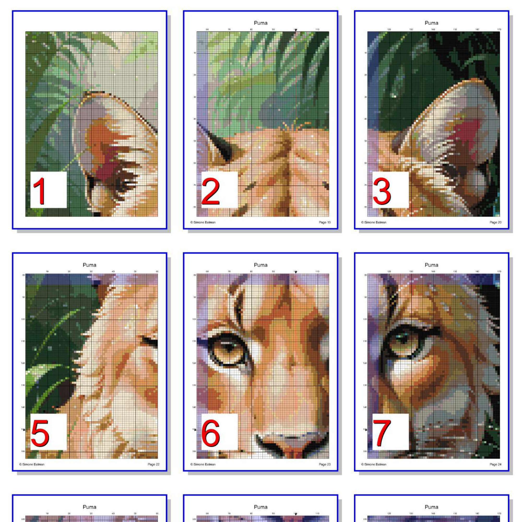 Puma Cross Stitch Pattern / Full Coverage Wild Animals PDF Cross Stitch ...