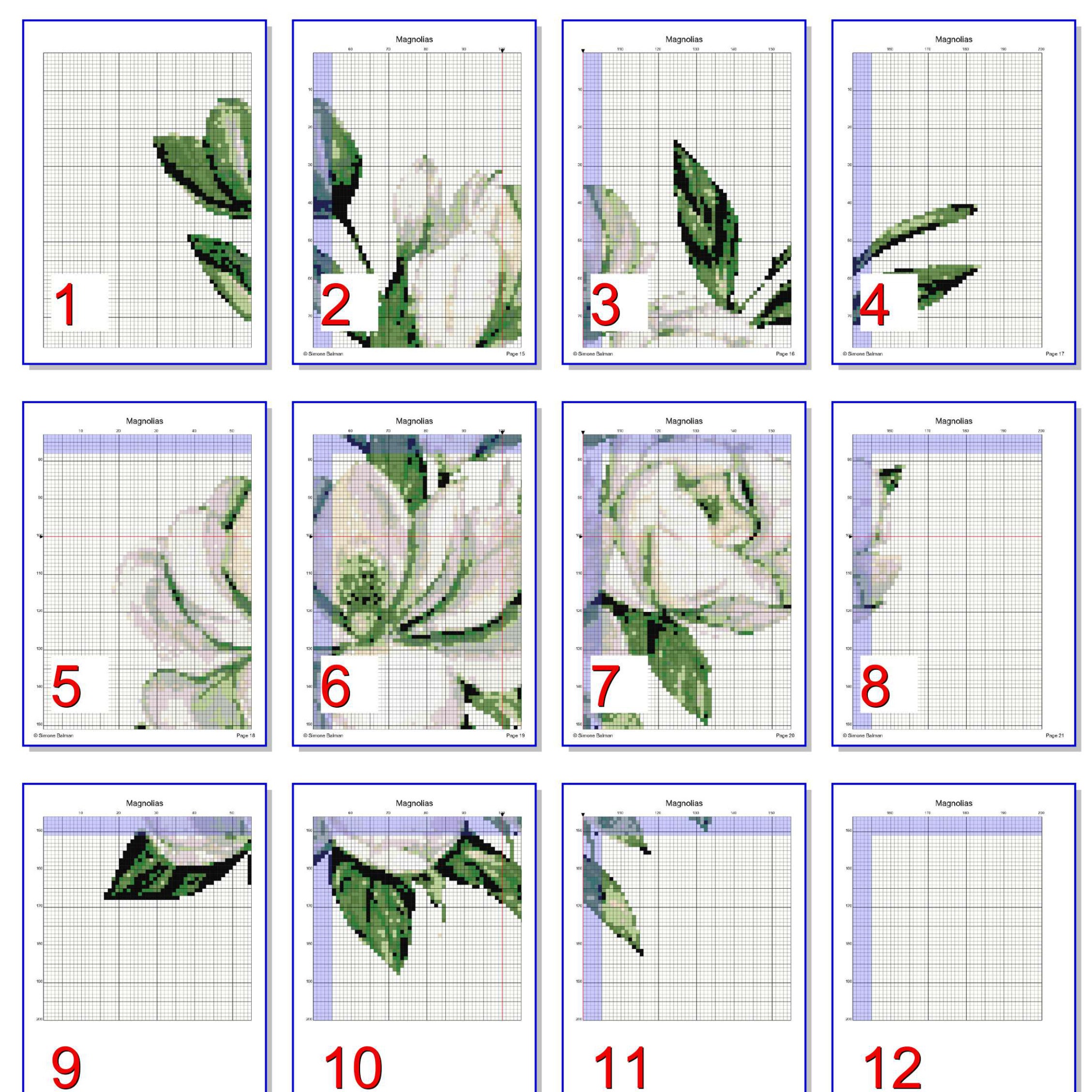 Magnolias Cross Stitch Pattern / Magnolias Digital PDF Cross Stitch ...