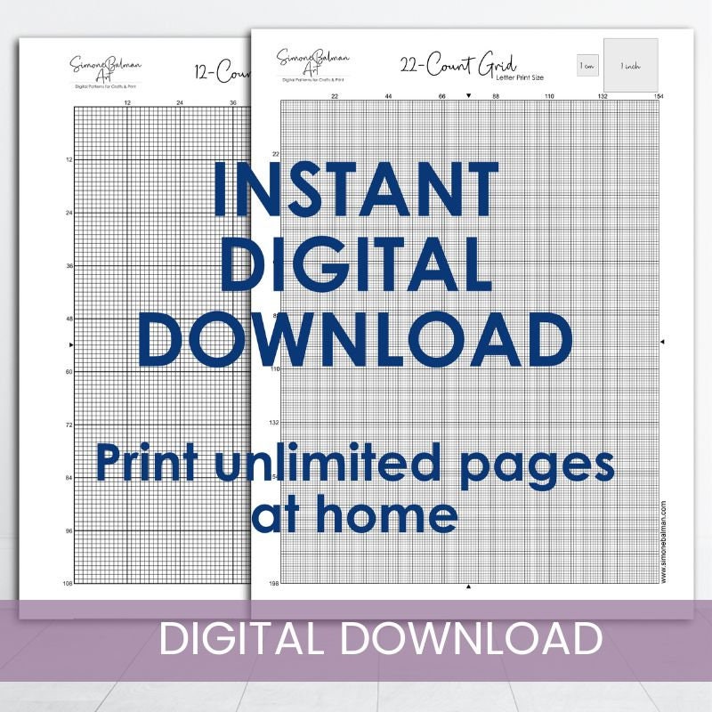 Printable Cross Stitch Graph Paper, Graph Paper for Cross Stitch 10, 11 ...