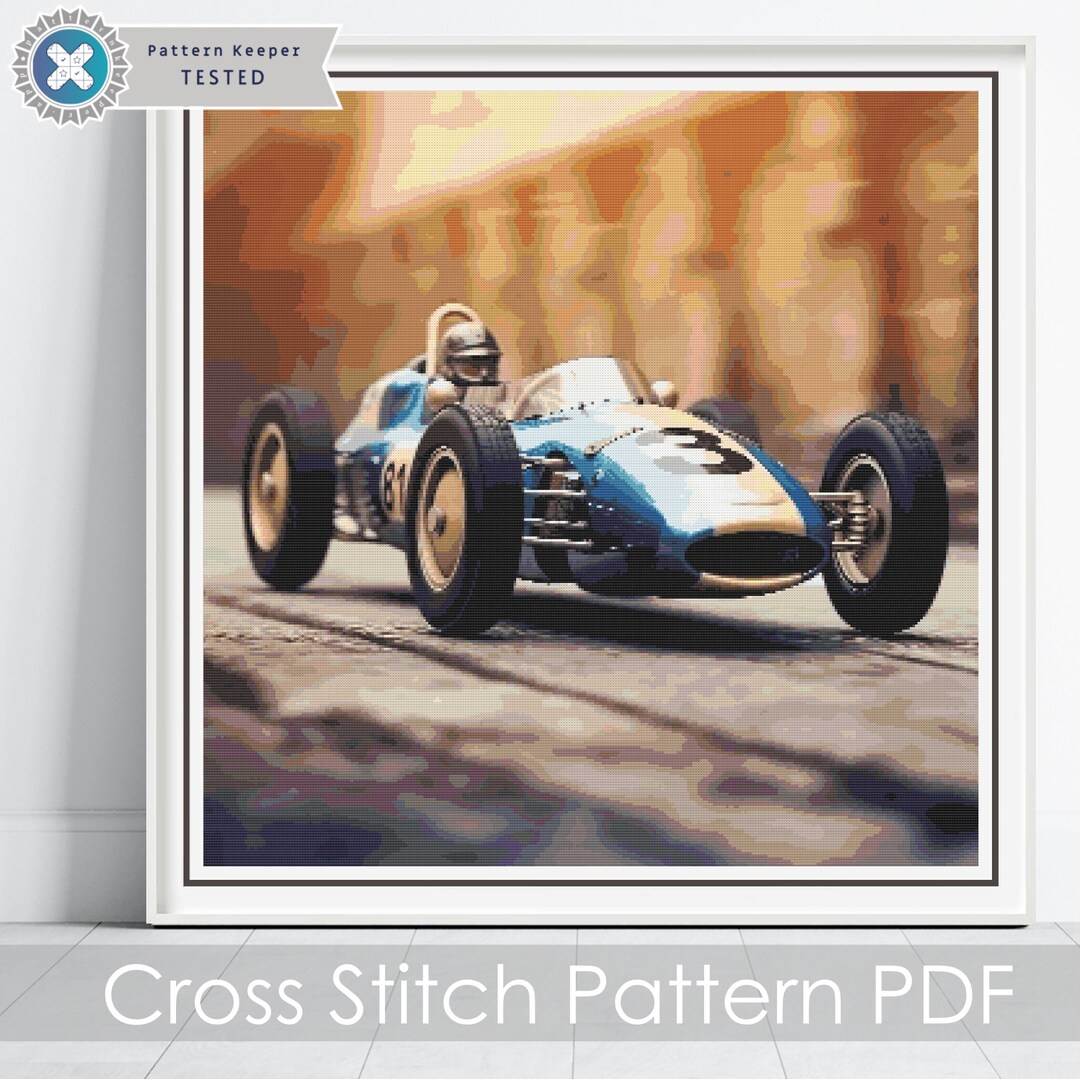Vintage Racing Car Cross Stitch Pattern, Classic Old Race Car, PDF ...