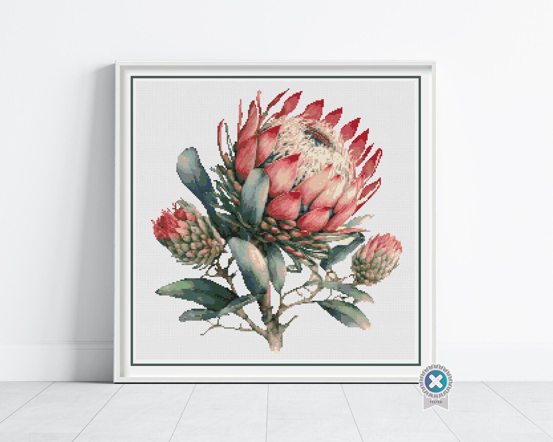 Protea Flower Cross Stitch Pattern Handmade Elegant Botanical Floral ...