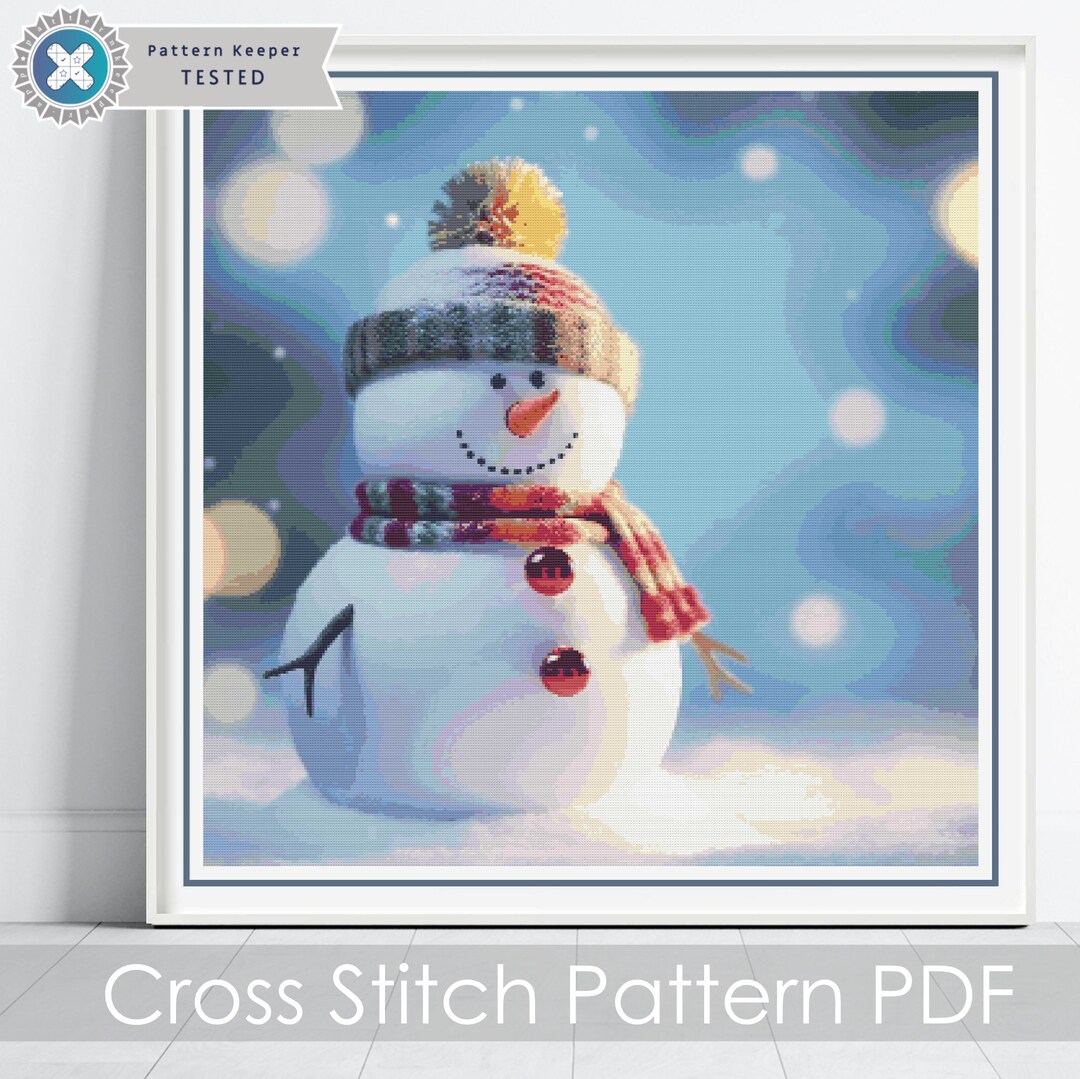 Snowman Cross Stitch Pattern, Xmas Winter Wonderland Stitch, PDF ...