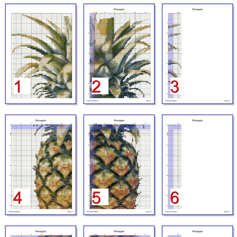 Pineapple Cross Stitch PDF Pattern / Pineapple Fruit Digital Cross Stitch Pattern Download ...