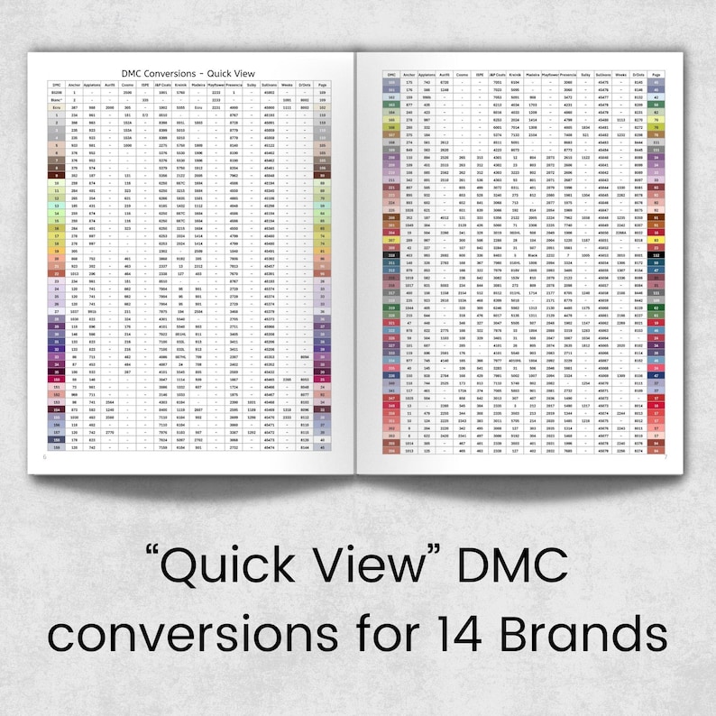 Floss Conversion Charts 2025 Ebook, Comprehensive DMC Cross-brand ...