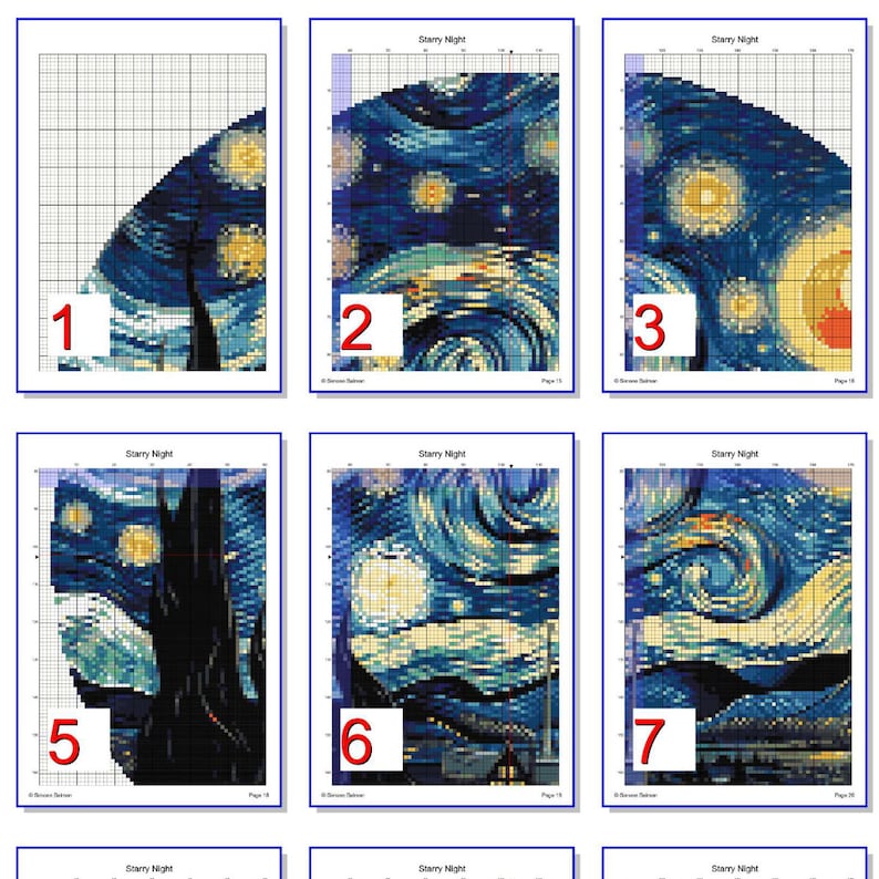 Starry Night Cross Stitch Pattern / Van Gogh Starry Night Digital PDF ...