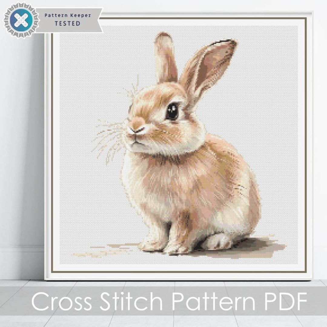 Cute Rabbit Cross Stitch Pattern, Adorable Bunny Design Digital PDF ...