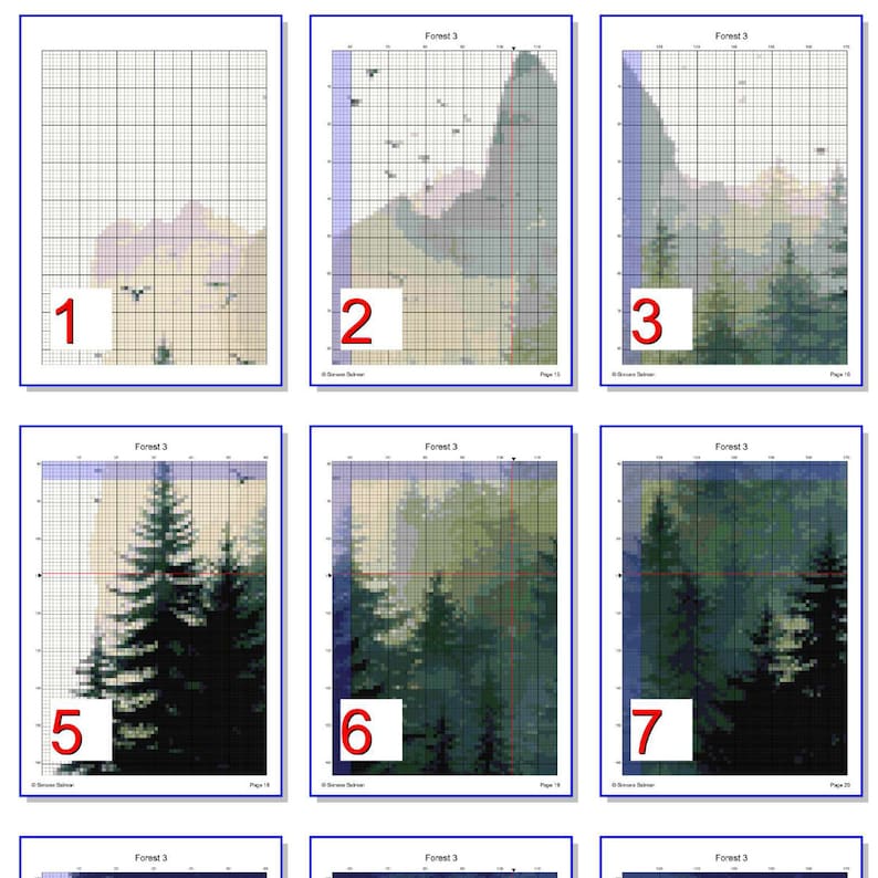 Forest Cross Stitch Pattern With Mountains Counted Landscape Cross ...