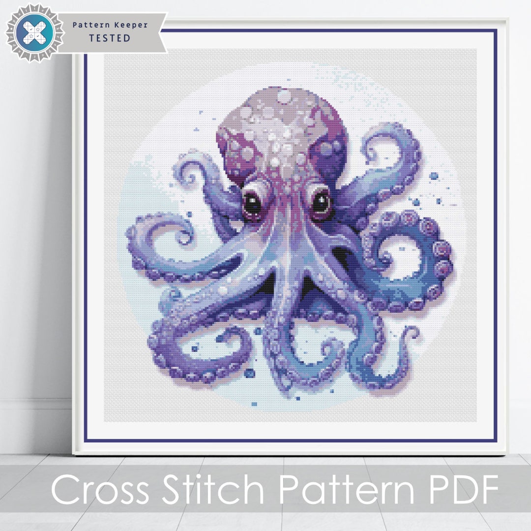 Octopus Cross Stitch Pattern / Purple and Blue Octopus Digital PDF ...