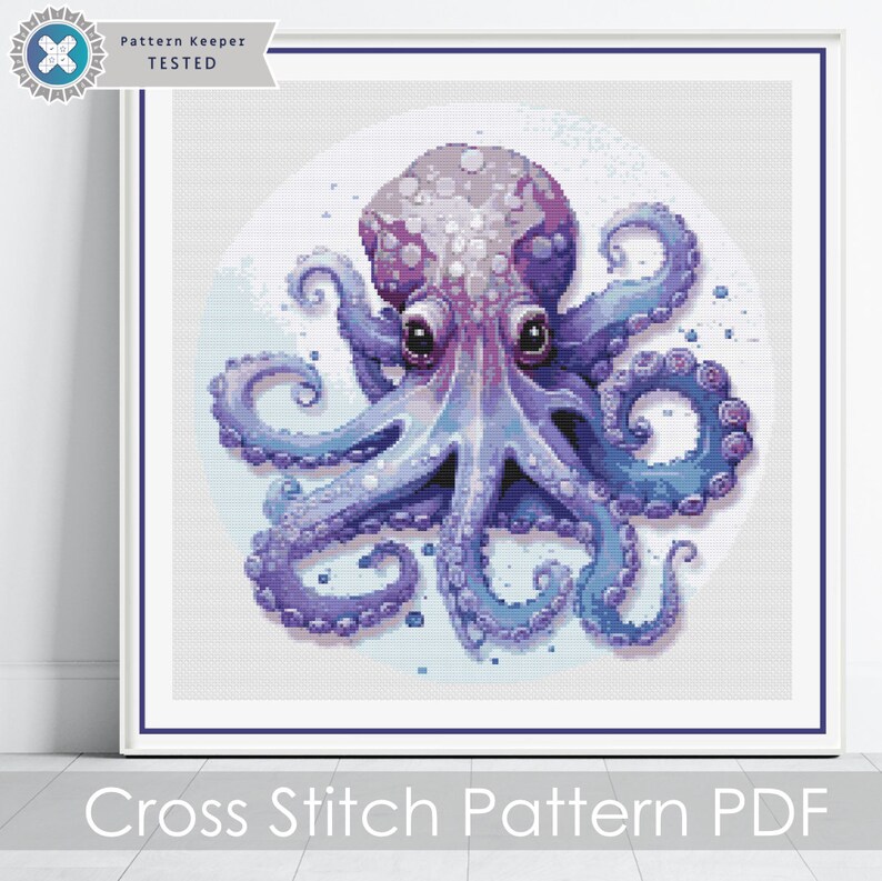 Octopus Cross Stitch Pattern / Purple and Blue Octopus Digital PDF ...