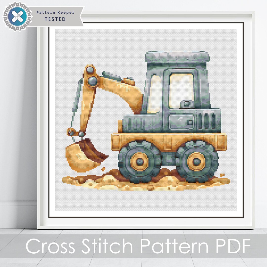 Digger Cross Stitch Pattern / Digger Construction Vehicle PDF Cross ...