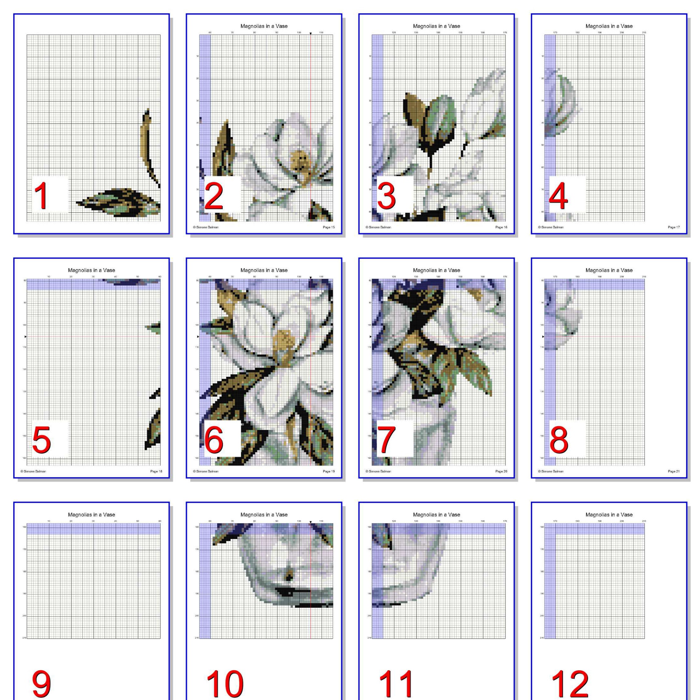Magnolias in a Vase Cross Stitch Pattern / Magnolias Digital PDF Cross ...