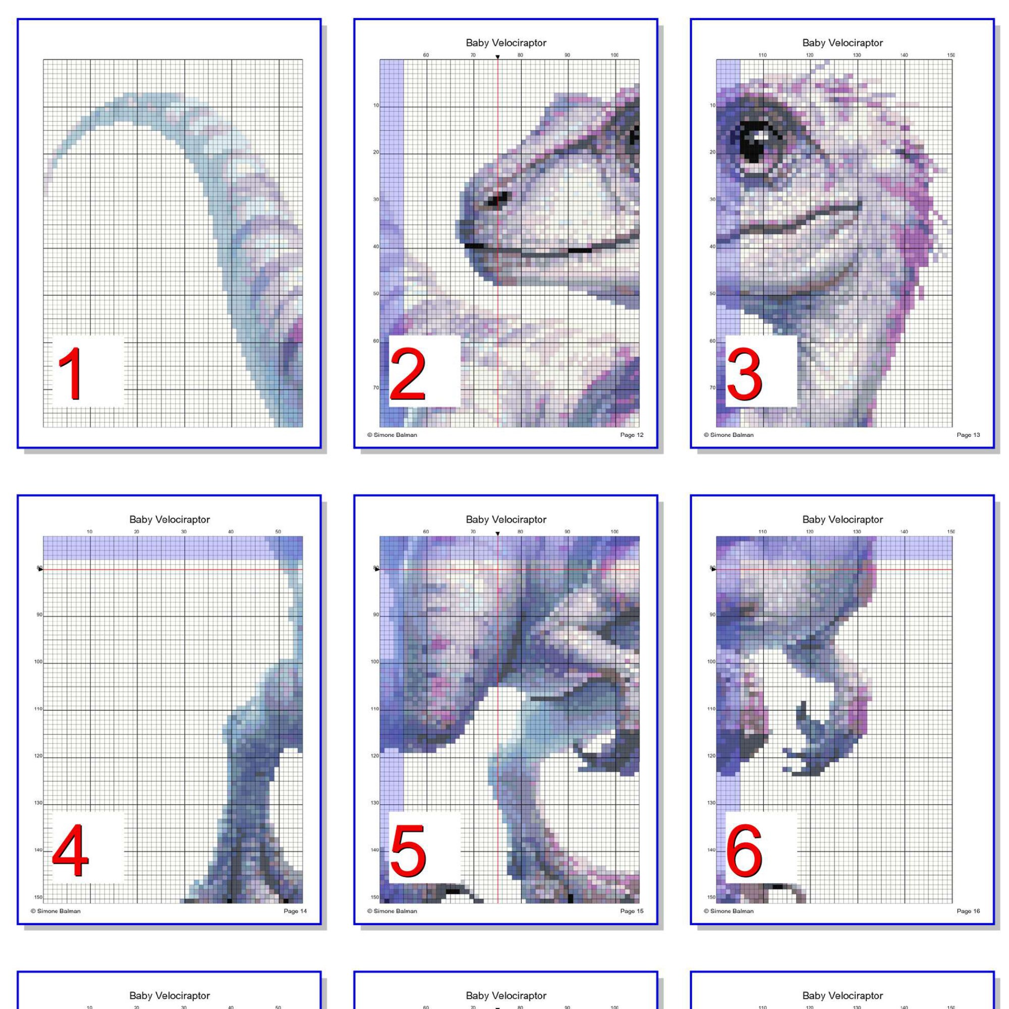 Baby Velociraptor Cross Stitch Pattern / Cute Baby Dinosaur Cross ...