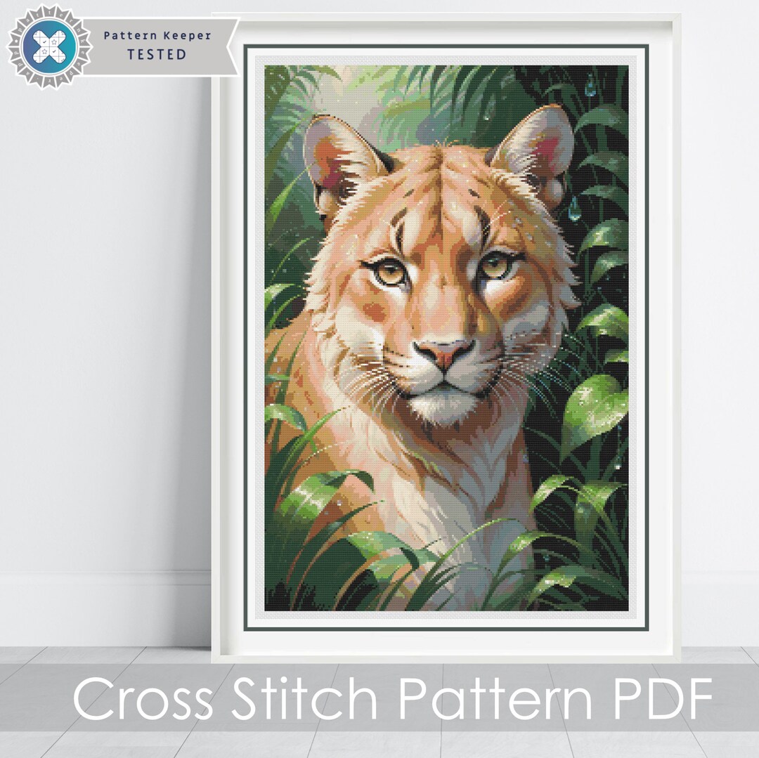 Puma Cross Stitch Pattern / Full Coverage Wild Animals PDF Cross Stitch ...