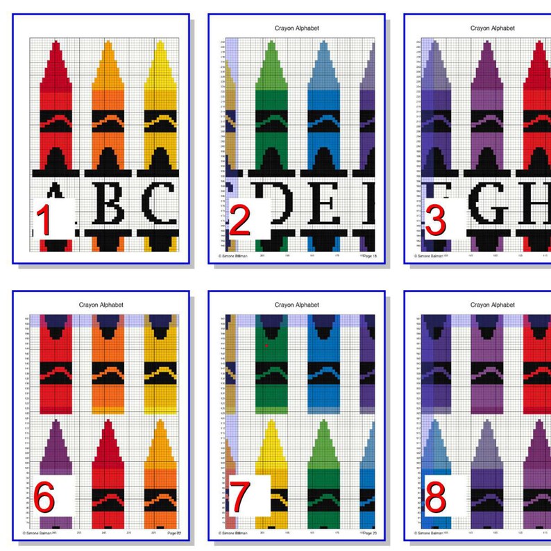 Crayon Alphabet Cross Stitch Chart / Digital PDF Pattern Download ...