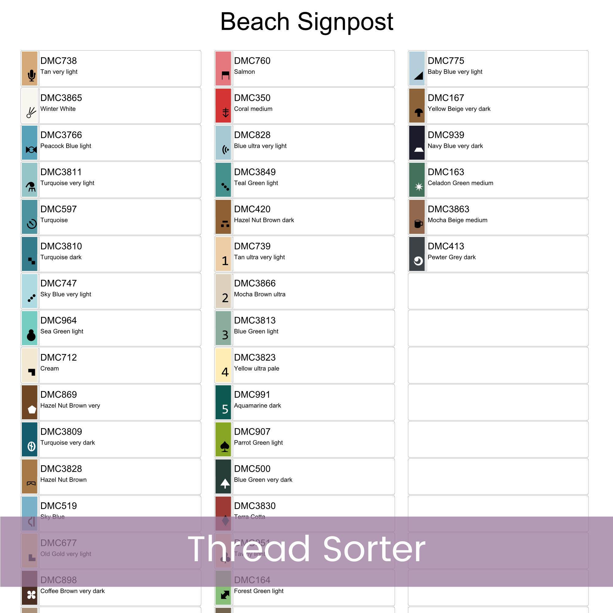 Beach Signpost Cross Stitch Pattern, Coastal Pattern, Seaside Decor ...