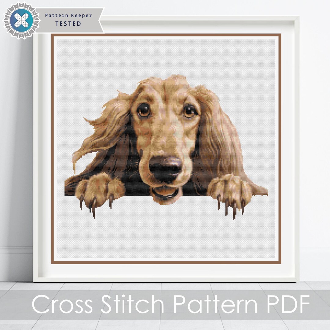 Afghan Hound Cross Stitch Pattern / Peeking Afghan Hound Dog PDF Cross ...