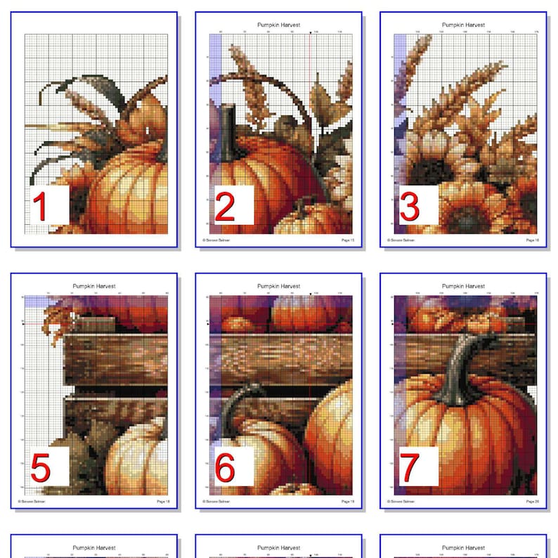 Pumpkin Harvest Cross Stitch Pattern, Vintage Pumpkin Cross Stitch Pattern, Old-fashioned ...