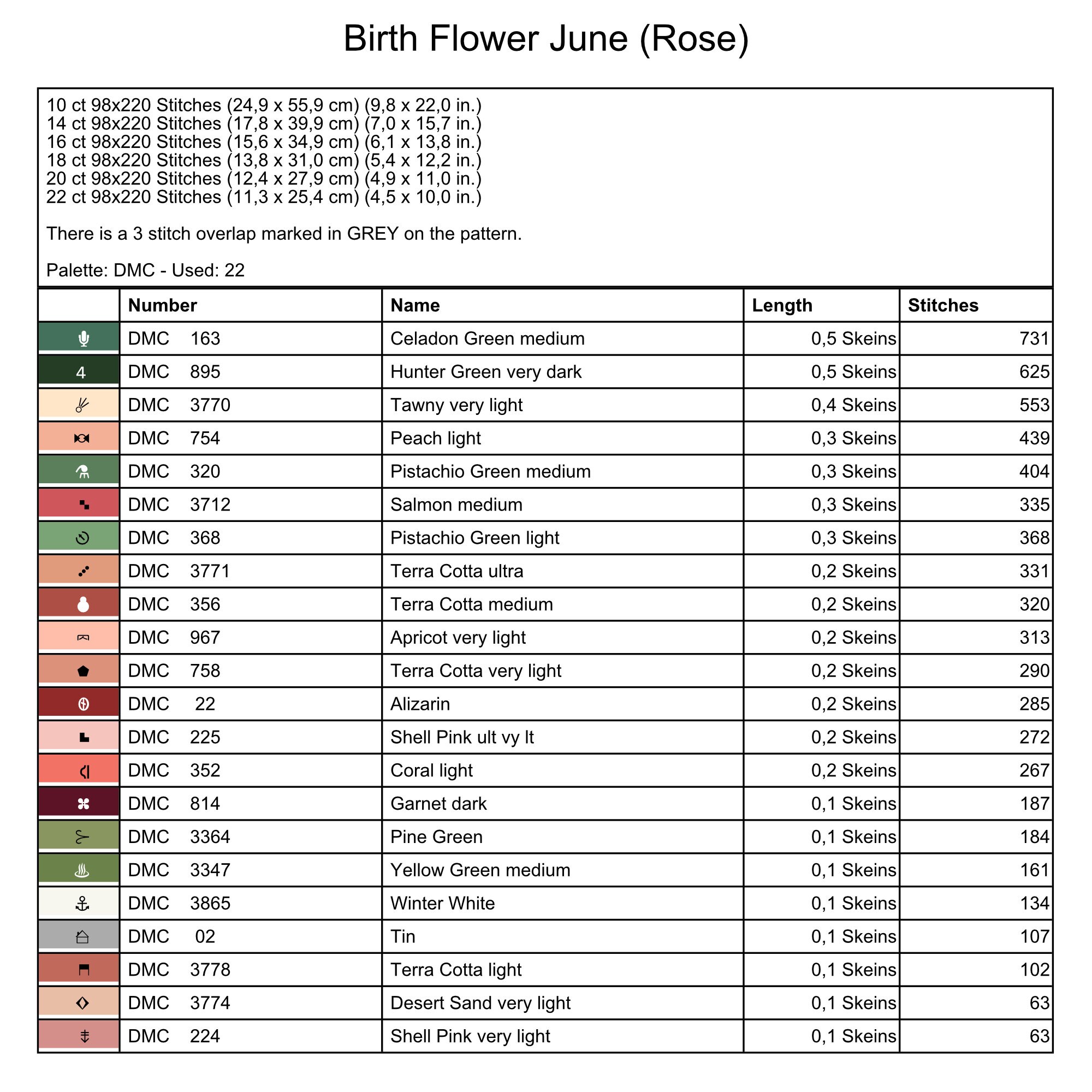 Personalized June Birth Month Flower Cross Stitch PDF Pattern, CUSTOM ...