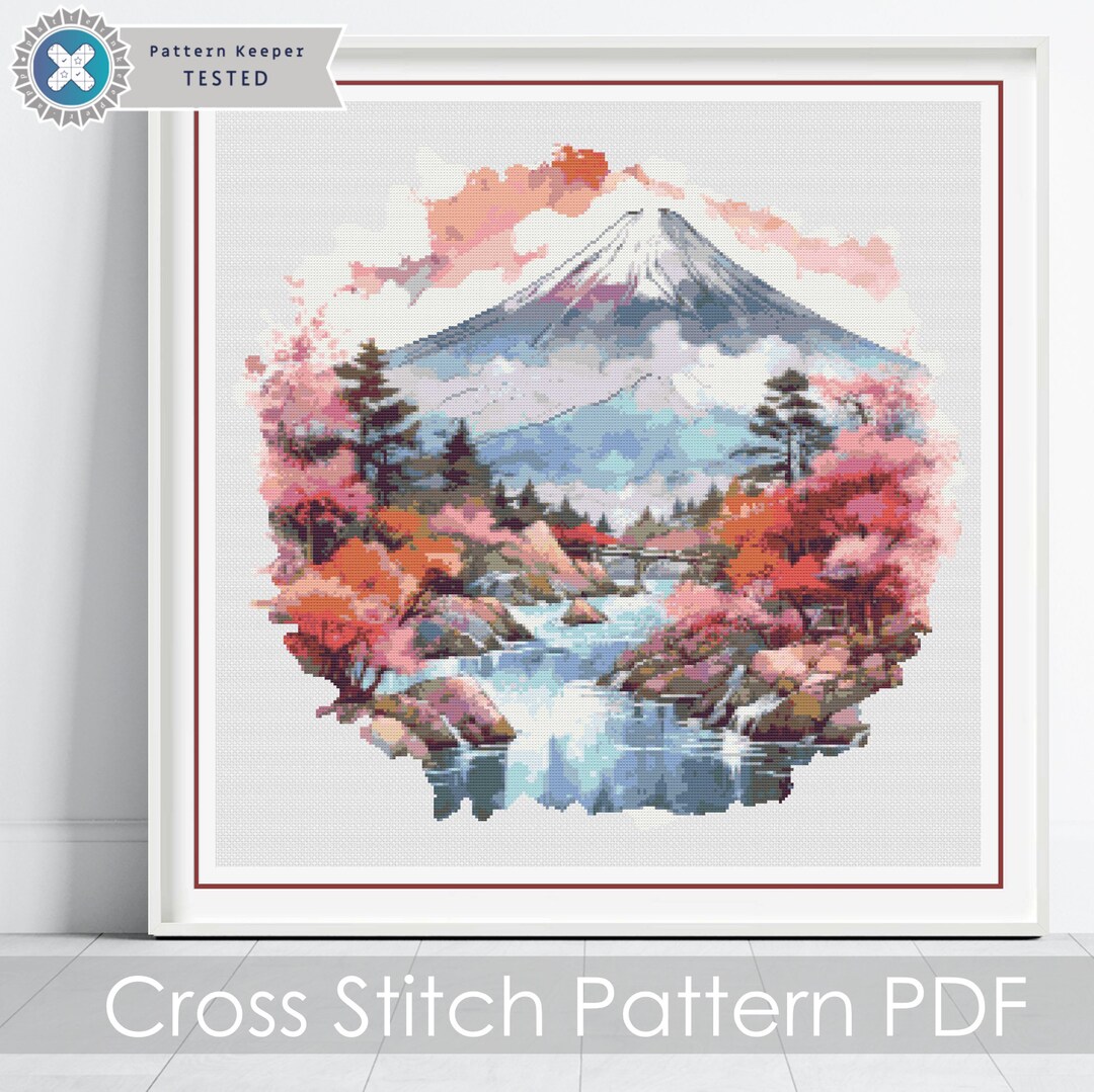 Mount Fuji Japan Cross Stitch Pattern / Japan Mt Fuji Digital PDF Cross ...