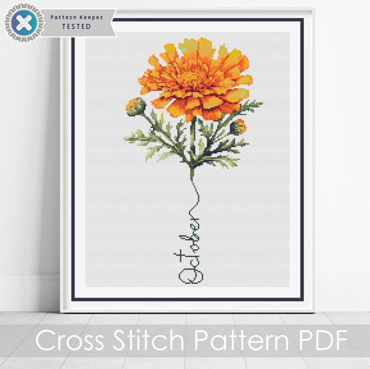 October Birth Month Flower Counted Cross Stitch Pattern, Marigold Cross ...