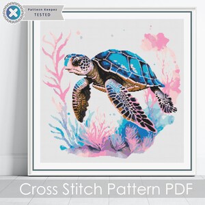 Sea Turtle Cross Stitch Pattern / Cute Sea Turtle Digital PDF Cross ...