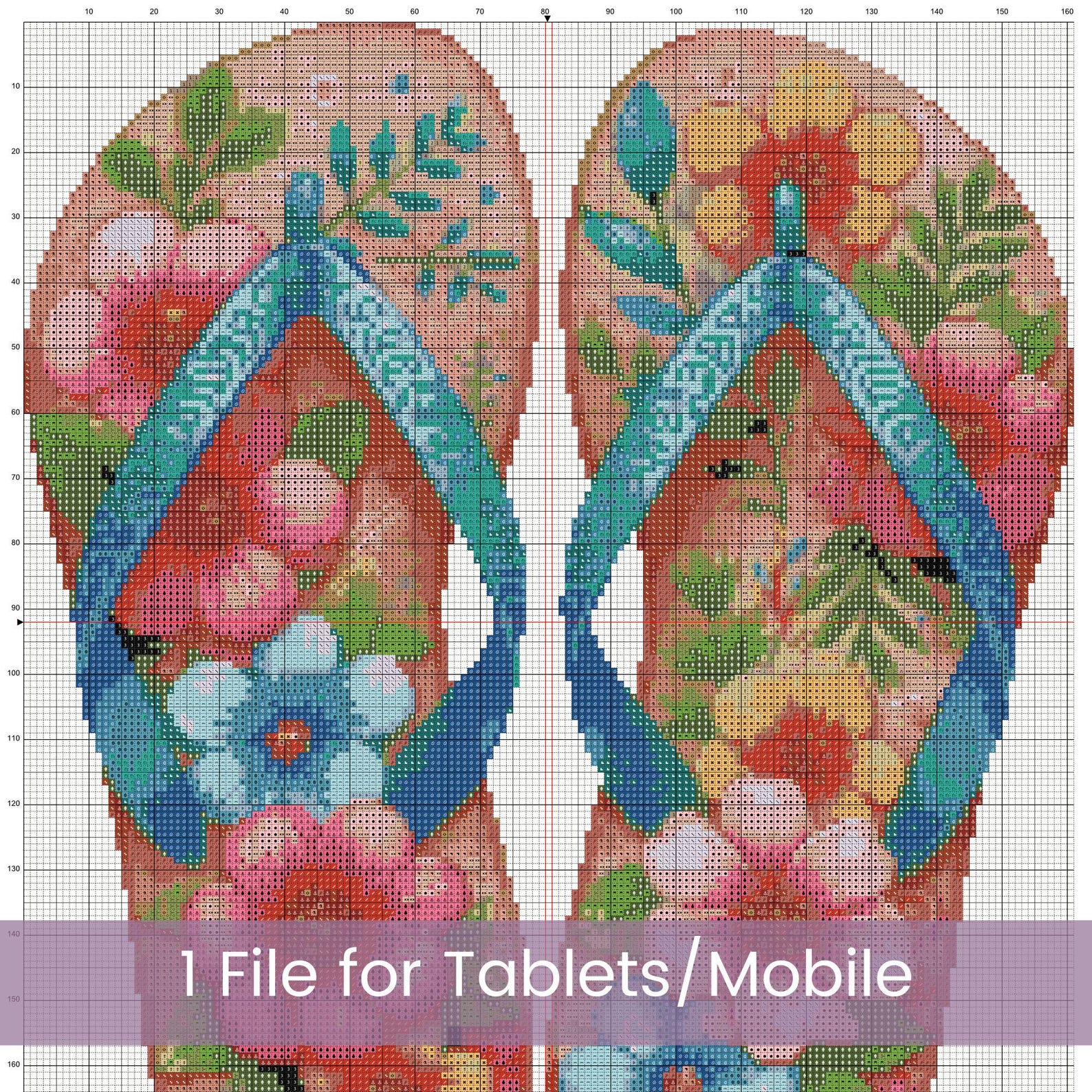 Floral Flip Flops Cross Stitch Pattern, Summer-inspired Decor, Summer Tropical Embroidery Design ...
