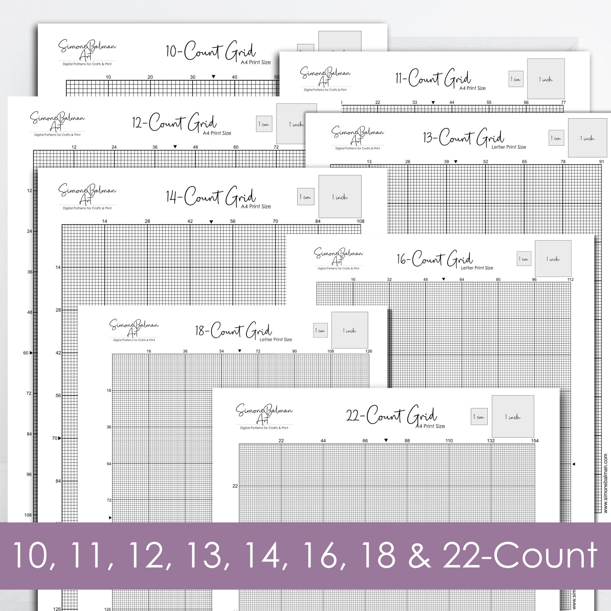 Printable Cross Stitch Graph Paper, Graph Paper for Cross Stitch 10, 11 ...