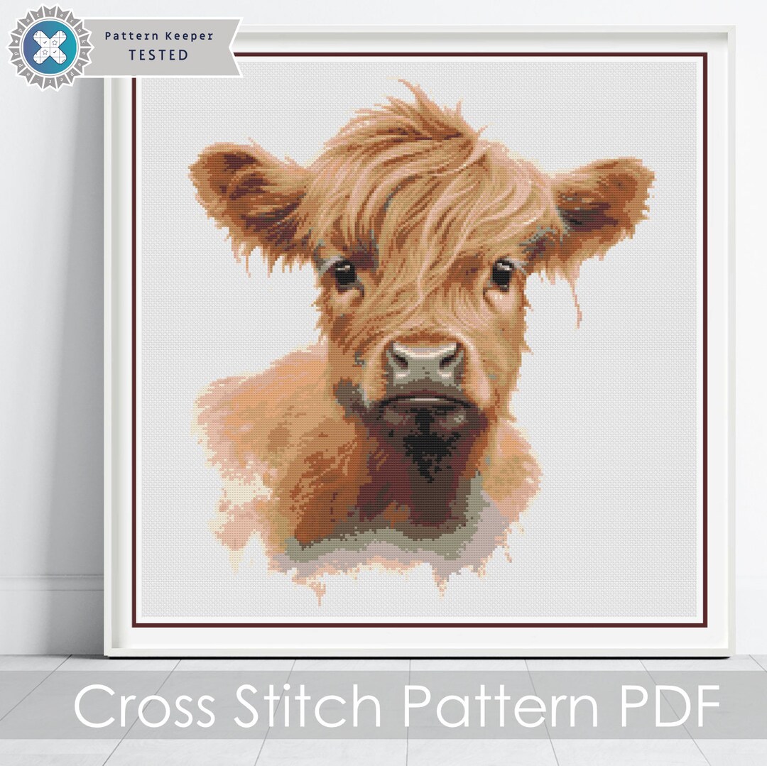 Highland Cow Cross Stitch Pattern / Scottish Calf Digital PDF Cross ...