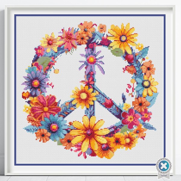 Peace Sign Cross Stitch - Etsy
