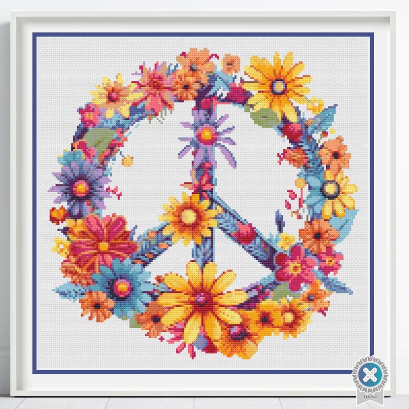 Peace Sign Cross Stitch - Etsy
