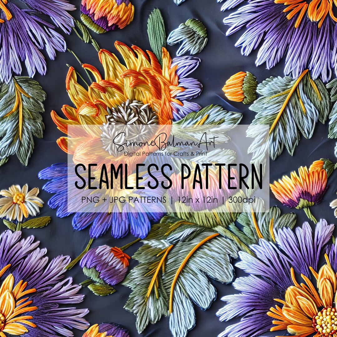 Aster Flowers Seamless Pattern Printable Seamless Digital Paper Pack ...